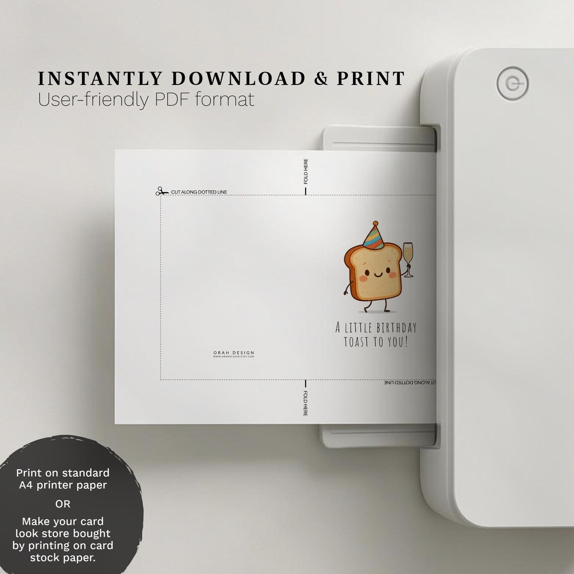 A Little Birthday Toast: Fun Printable Greeting Card (digital Download ...