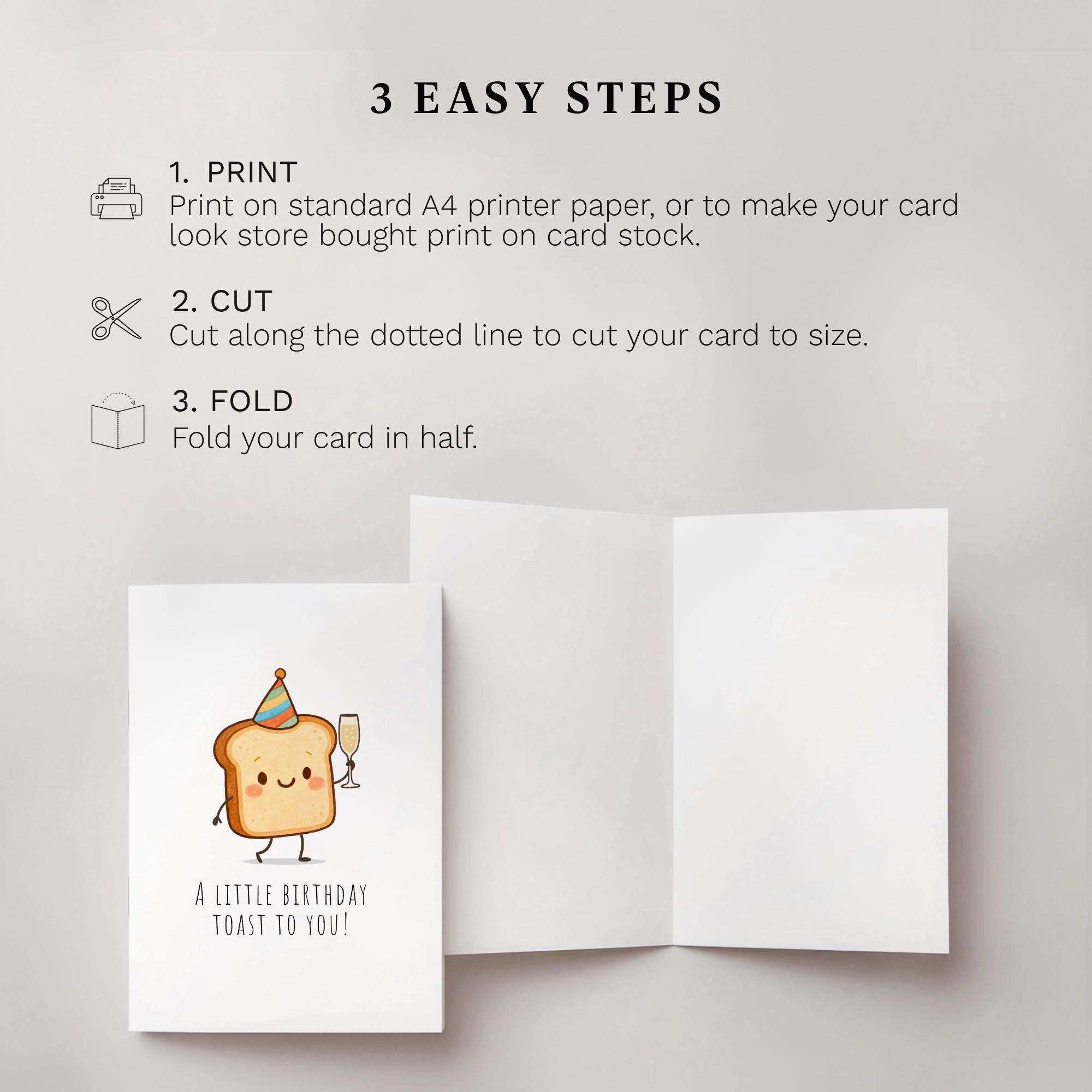 A Little Birthday Toast: Fun Printable Greeting Card (digital Download ...