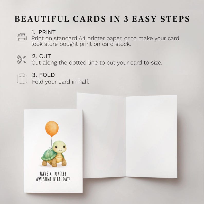 Turtle Birthday Card, Printable Greeting Card (digital Download) - Etsy