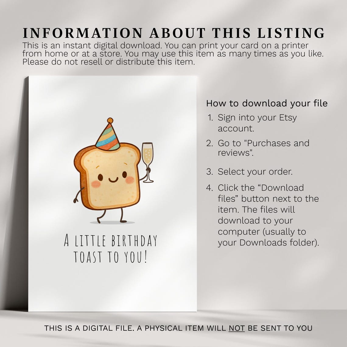 A Little Birthday Toast: Fun Printable Greeting Card (digital Download ...