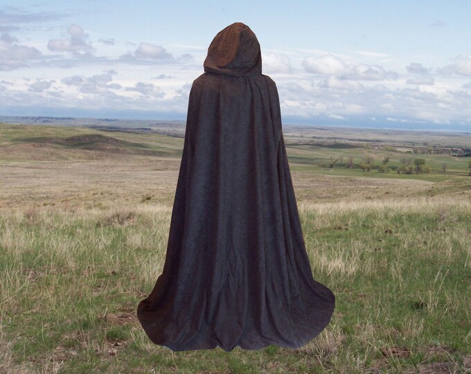 Black Cape Cloak Hooded Faux Suede Halloween Renaissance Cloak Medieval ...