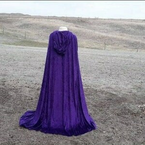 Purple Velvet Halloween Cloak Renaissance Costume Hooded Medieval ...