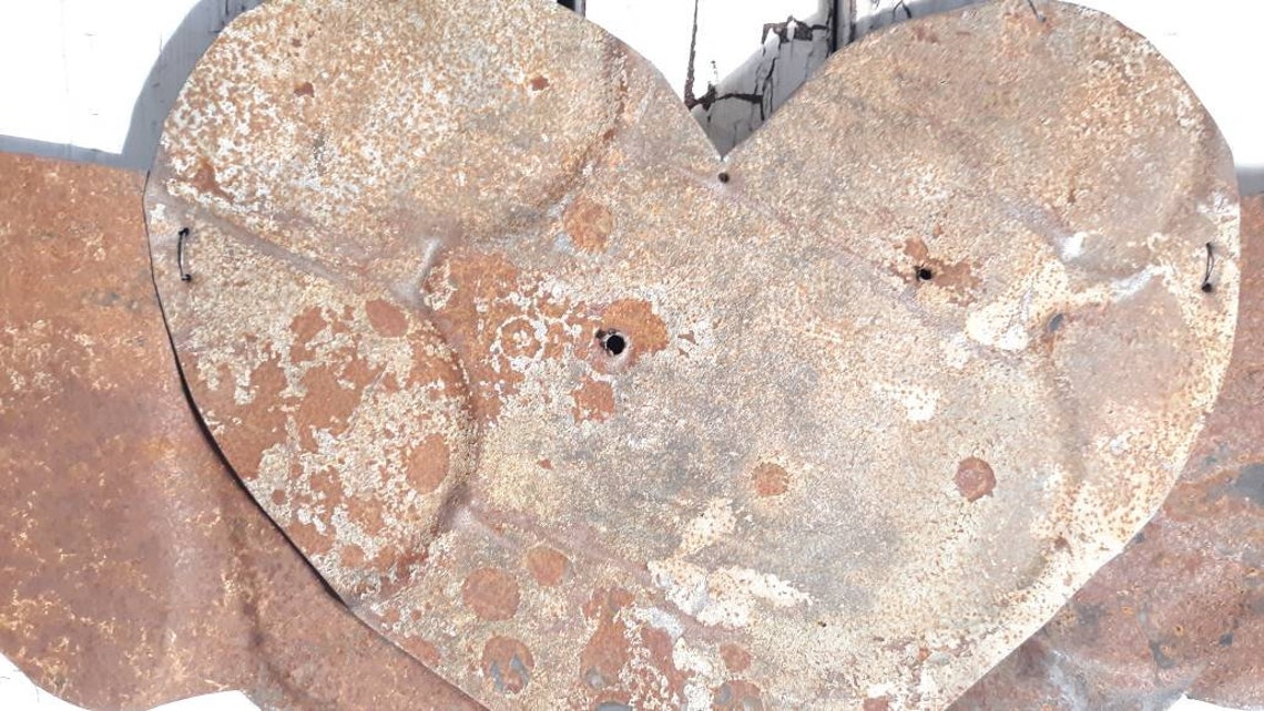 Rusty Tin Heart with Wings Antique Tin Upcycled From Barn | Etsy