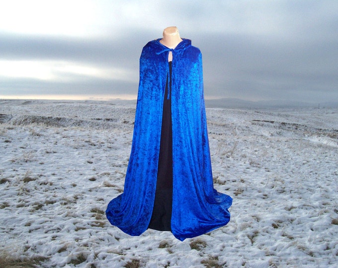Royal Blue Cloak - Cape- Hooded - Velvet - Renaissance - Medieval ...