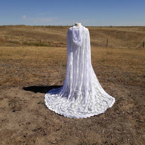 White Lace Bridal Cloak Hooded Wedding Cloak Cape Renaissance - Etsy