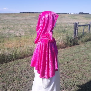 Hot Pink Velvet Bridal Capelet Hooded Wedding Cloak Fuscia Cape Adult ...