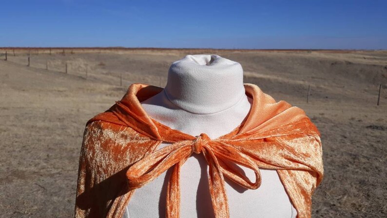 Orange Cloak Halloween Costume Hooded Cape Velvet Renaissance | Etsy