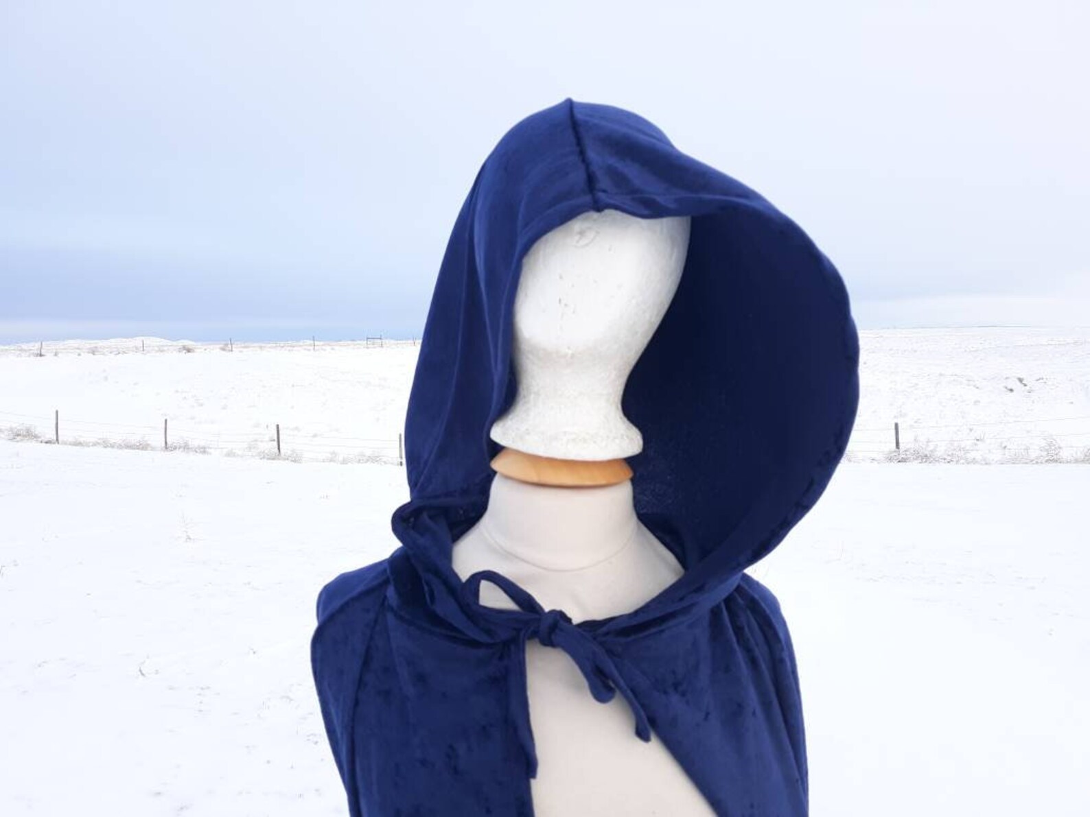 Navy Blue Velvet Capelet Hooded Cloak Adult Clothing Shrug Something ...