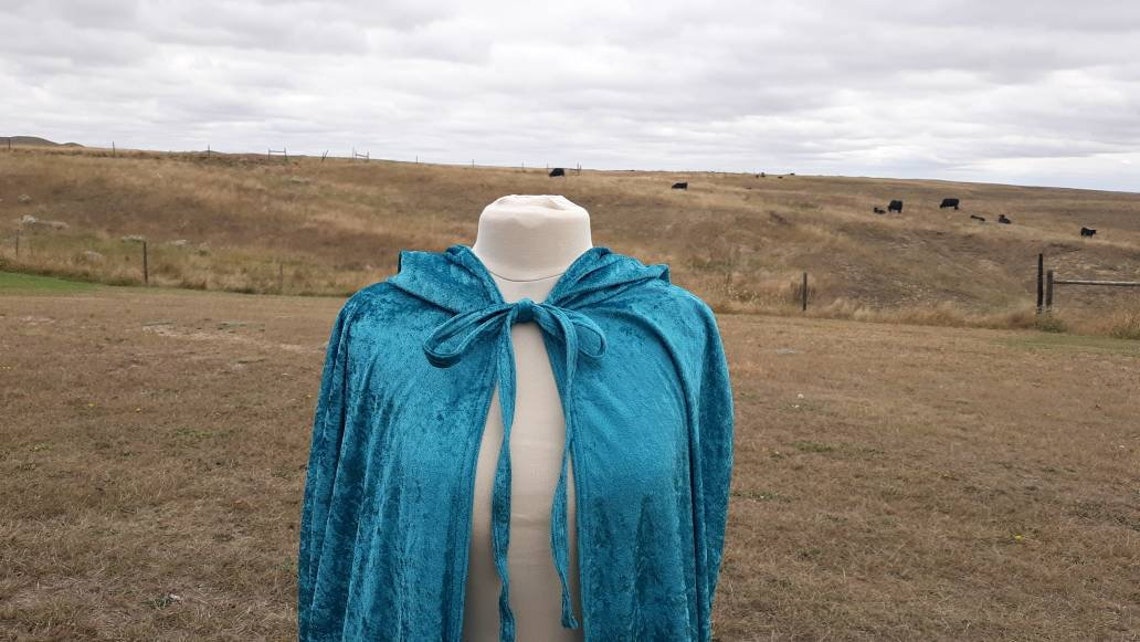 Teal Turquoise Cloak Hooded Halloween Cape Trick or Treat | Etsy