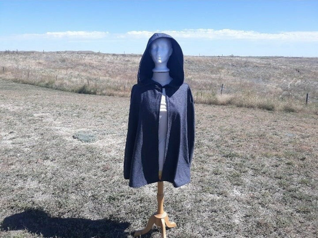 Grey Wool Hooded Cloak Halloween Costume Wedding Renaissance Medieval ...