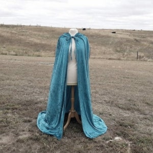 Teal Turquoise Cloak Hooded Halloween Cape Trick or Treat Medieval ...