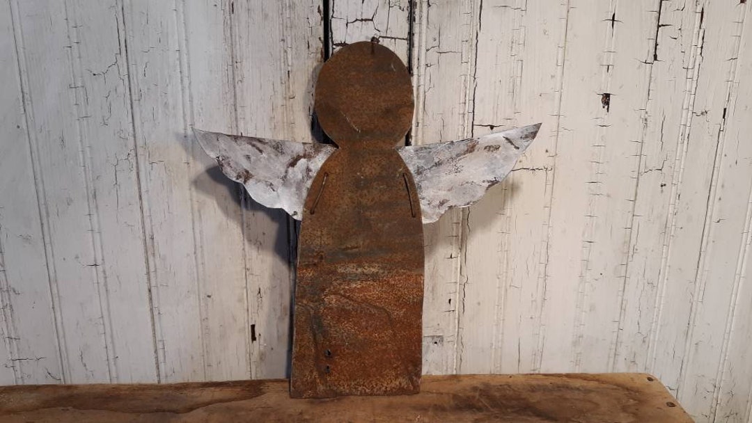 Angel Christmas Tree Topper Antique Tin Rustic Farmhouse Decor - Etsy