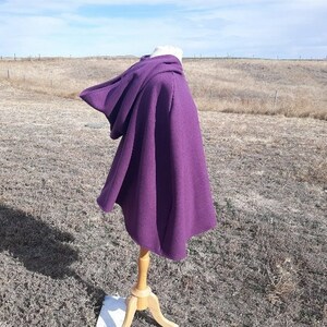 Purple Wool Hooded Cloak Plum Wedding Cape Renaissance Adult Clothing ...