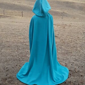 Turquoise Hooded Cloak Fleece Cape Wedding Renaissance Halloween ...