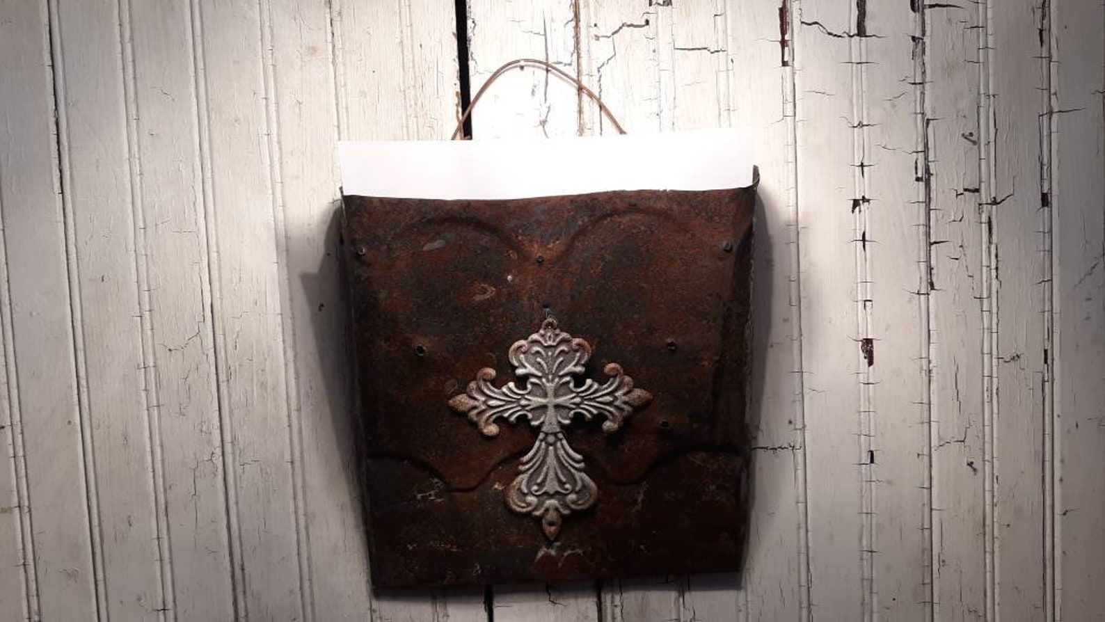Rustic Tin Wall Pocket Antique Tin Upcycled From Barn Roof - Etsy