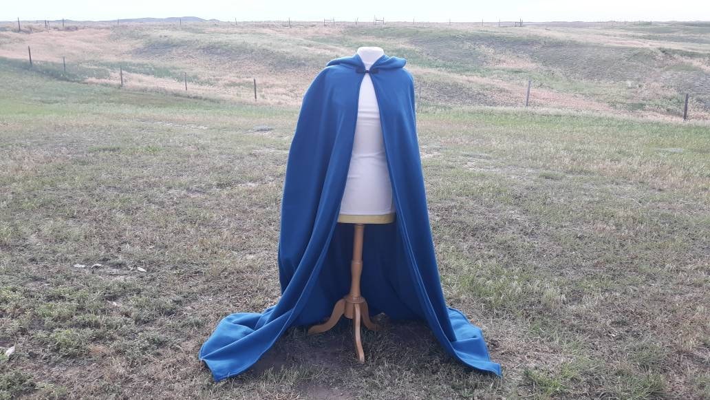 Teal Blue Bridal Hooded Cloak Fleece Hooded Renaissance | Etsy