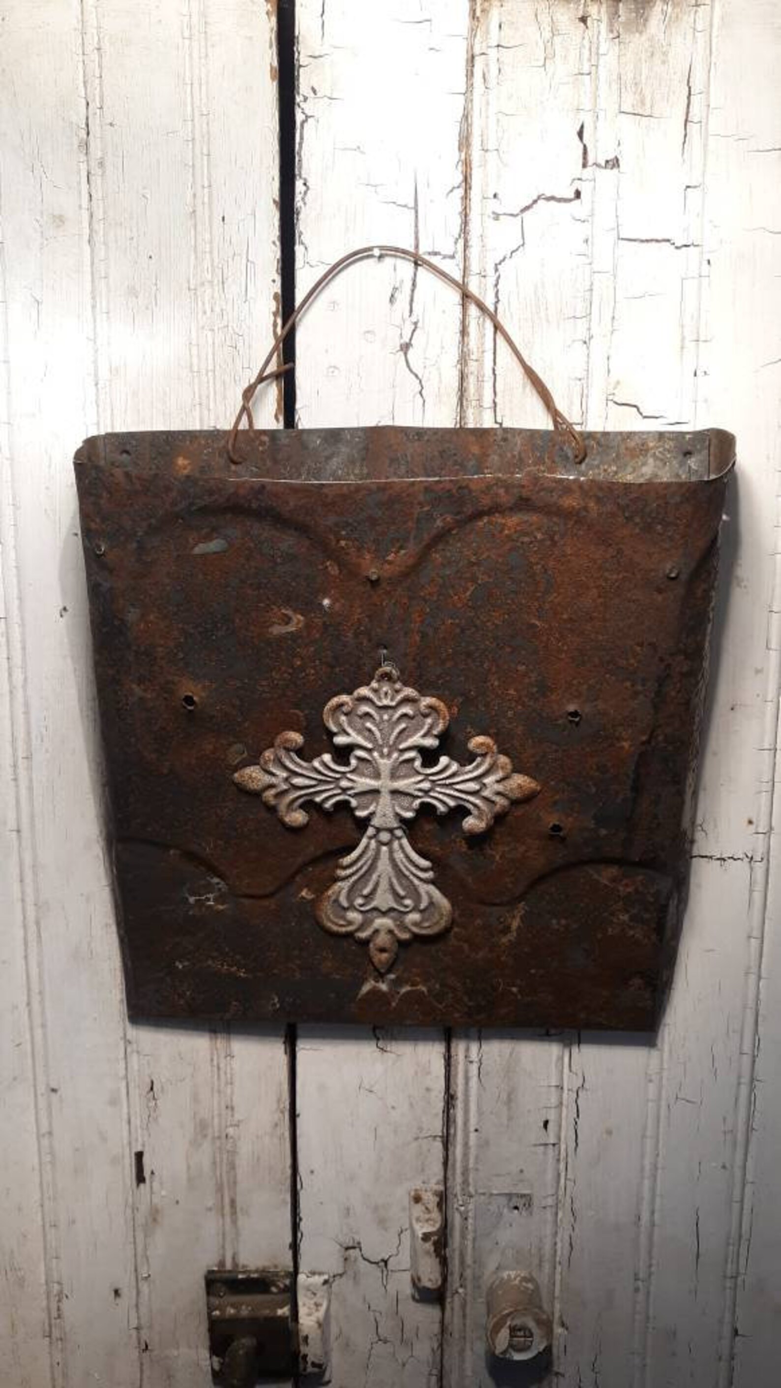Rustic Tin Wall Pocket Antique Tin Upcycled From Barn Roof - Etsy