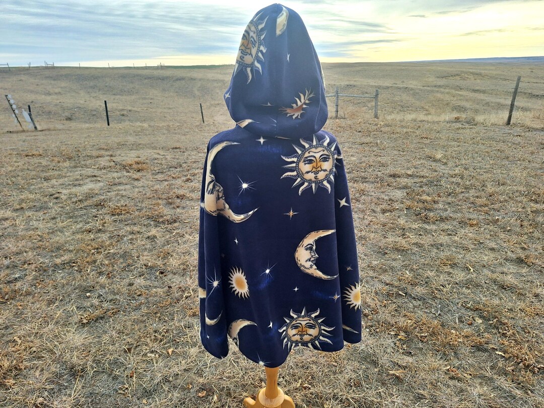 Navy Blue Moon Hooded Cape: Astrology, Wizard, Halloween Costume - Etsy