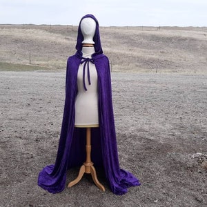 Purple Velvet Halloween Cloak Renaissance Costume Medieval Wedding Cape ...