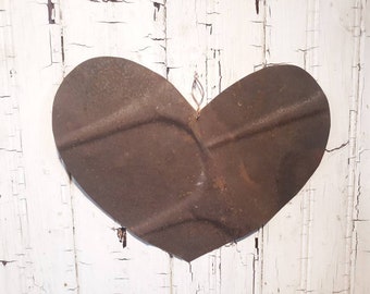 Rusty Tin Heart With Wings Antique Tin Upcycled From Barn Roof Wedding ...