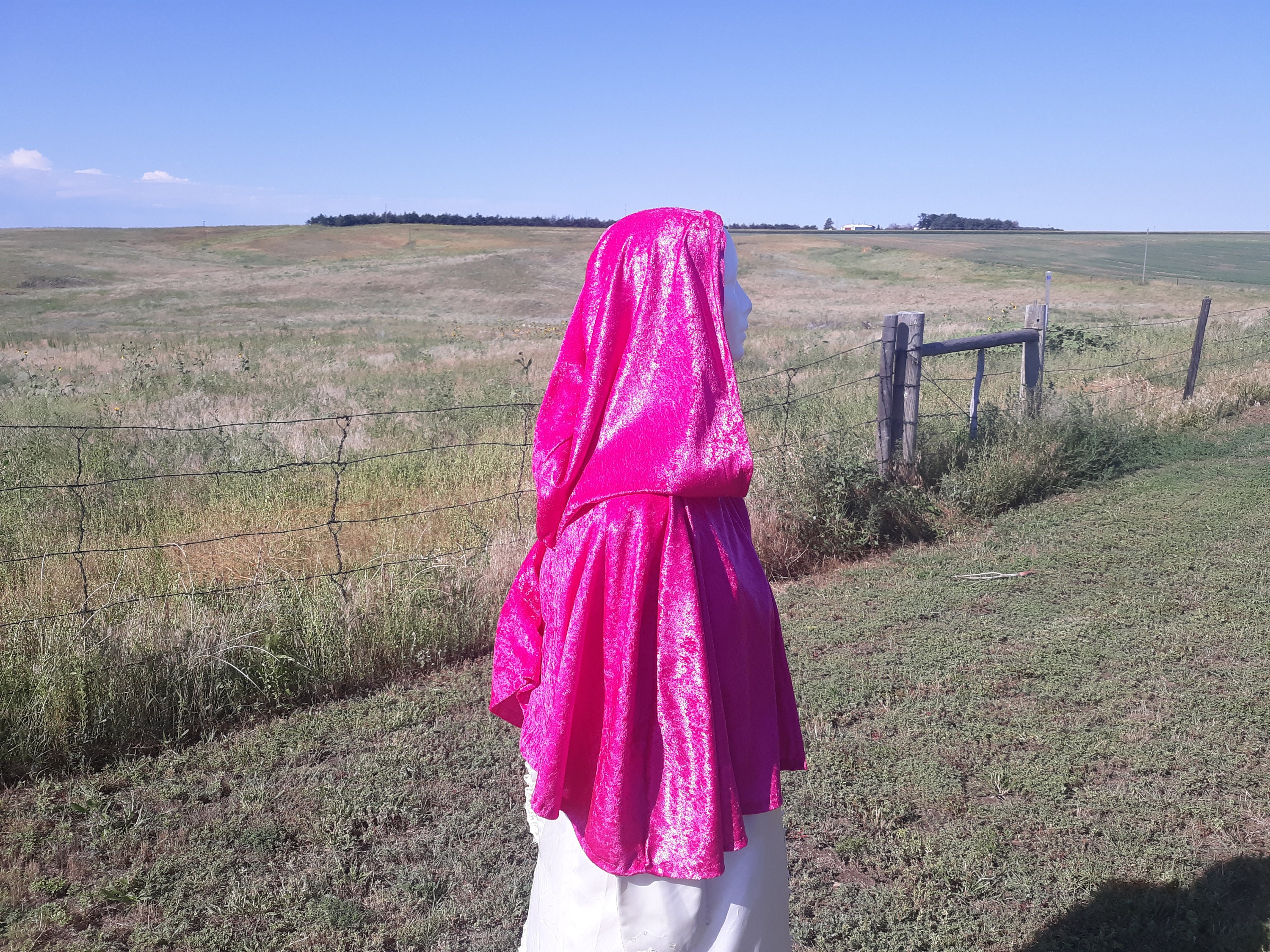 Hot Pink Velvet Bridal Capelet Hooded Wedding Cloak Fuscia Cape Adult ...