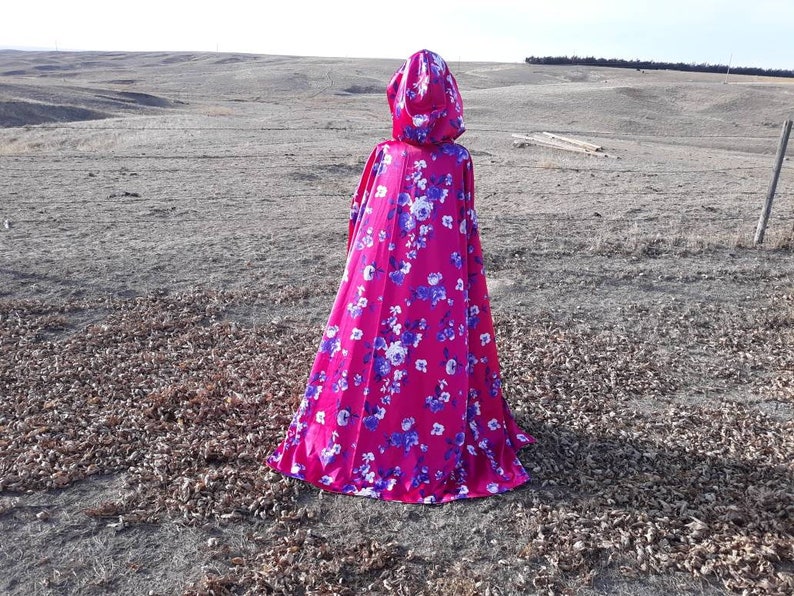 Hot Pink Floral Cloak Wedding Cape Renaissance Costume Prom - Etsy