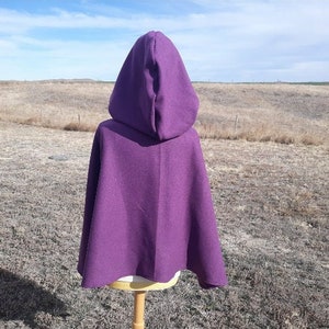Purple Wool Hooded Cloak Plum Wedding Cape Renaissance Adult Clothing ...