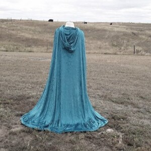 Teal Turquoise Cloak Hooded Halloween Cape Trick or Treat Medieval ...