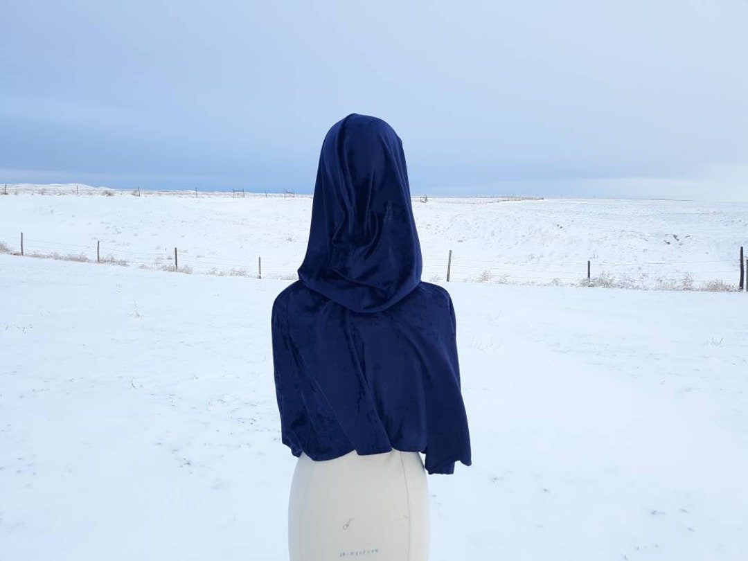 Navy Blue Velvet Capelet Hooded Cloak Adult Clothing Shrug Something ...