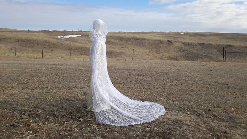 White Lace Cape Hooded White Wedding Cloak Bridal Cape | Etsy