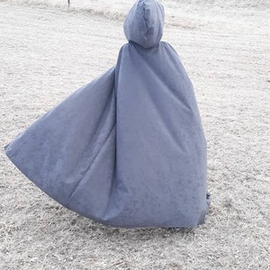 Gray Hooded Cloak Halloween Costume Wedding Cape Gray Faux Suede ...