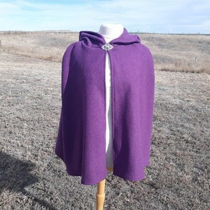 Purple Wool Hooded Cloak Plum Wedding Cape Renaissance Adult Clothing ...