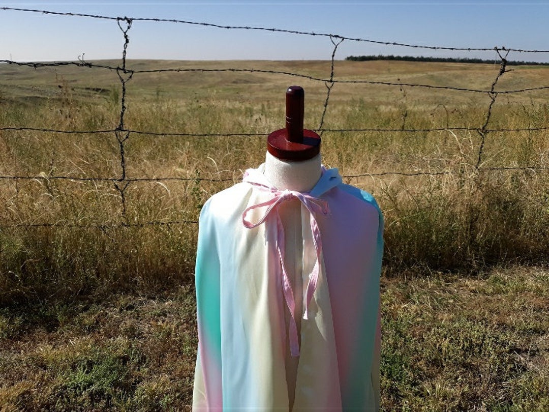 Pastel Rainbow Satin Child's Cape Girls Princess Cape Make Believe Play ...