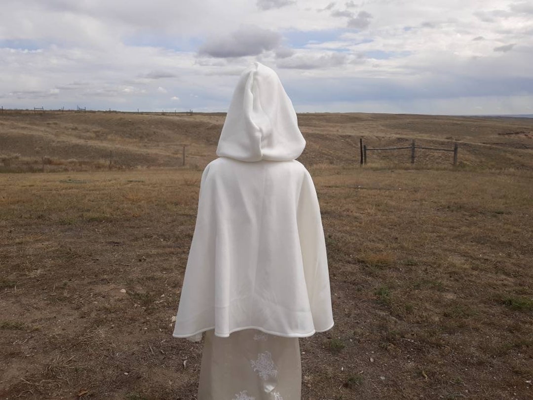 Ivory Fleece Bridal Cape Wedding Shrug Hooded Capelet Handfasting Veil ...