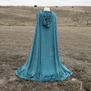 Teal Turquoise Cloak Hooded Halloween Cape Trick or Treat Medieval ...