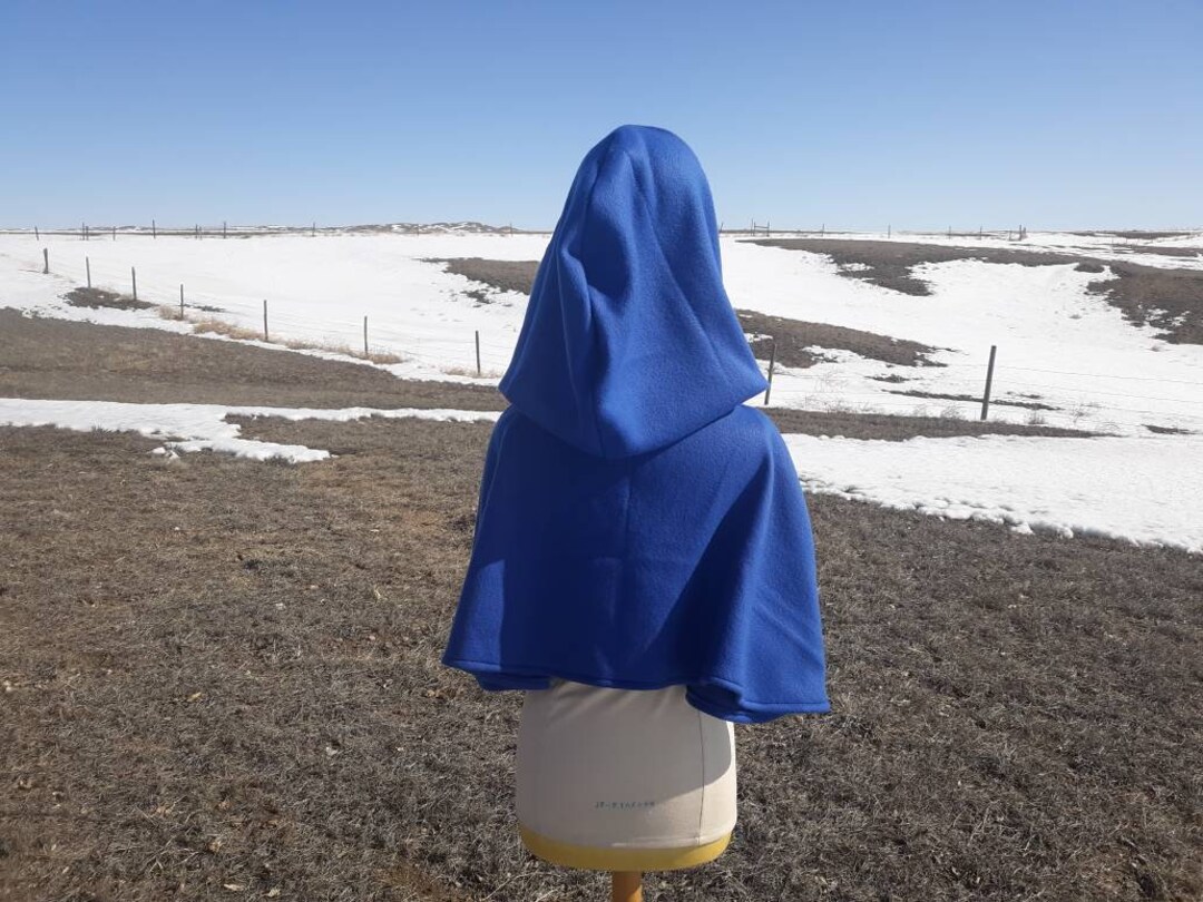 Royal Blue Fleece Capelet Hooded Cloak Adult Clothing Shrug Halloween ...