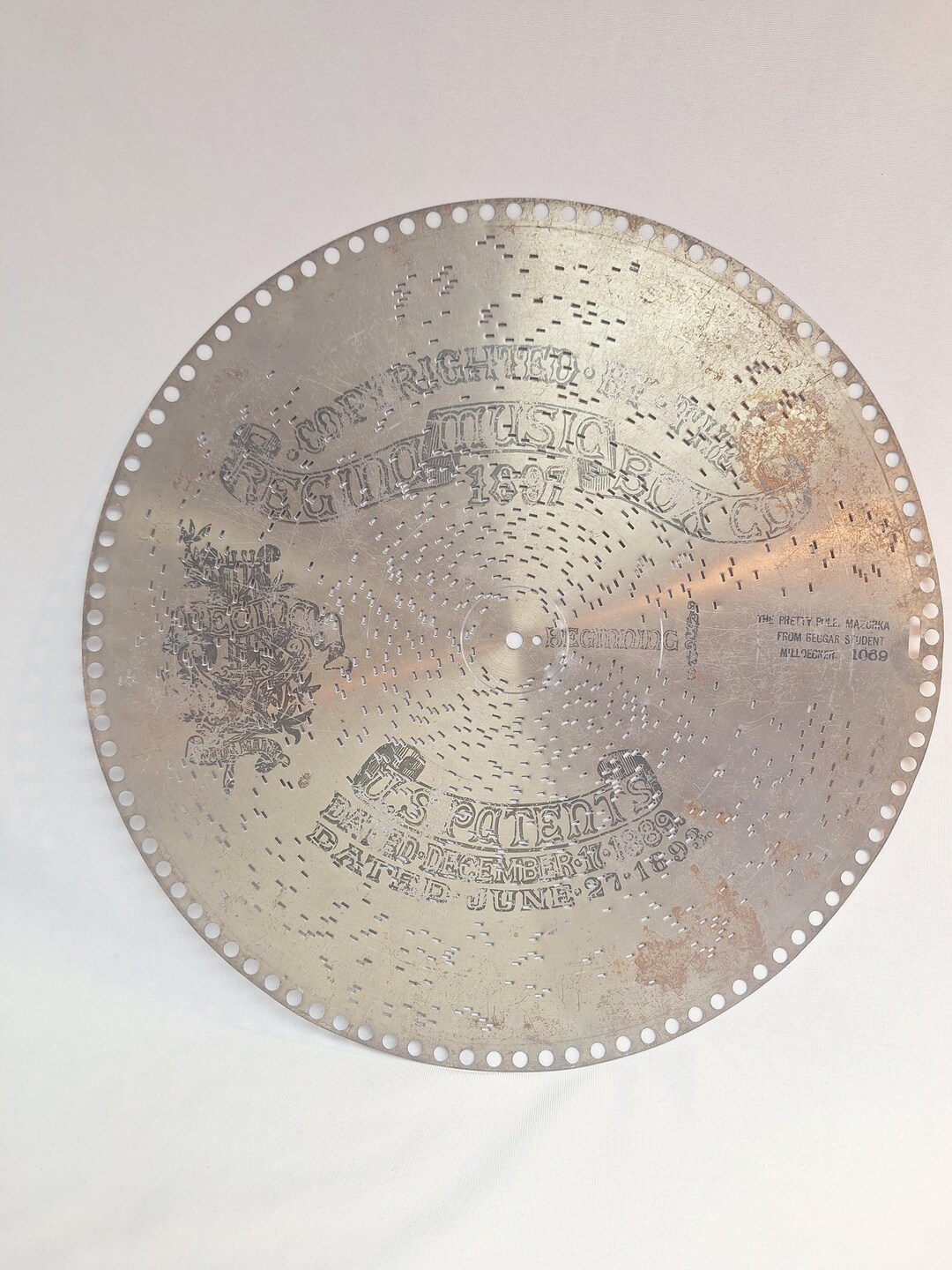 Antique Regina Music Box Disc US Patents 1889 1893 Victorian Era the ...