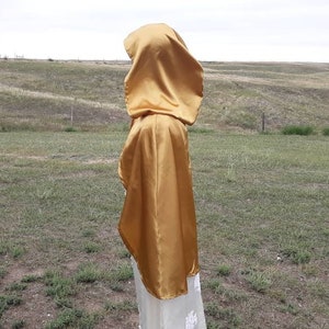 Gold Satin Hooded Bridal Cloak Wedding Cape Cleopatra Halloween ...