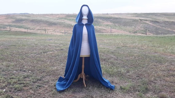 Teal Blue Bridal Hooded Cloak Fleece Hooded Renaissance | Etsy