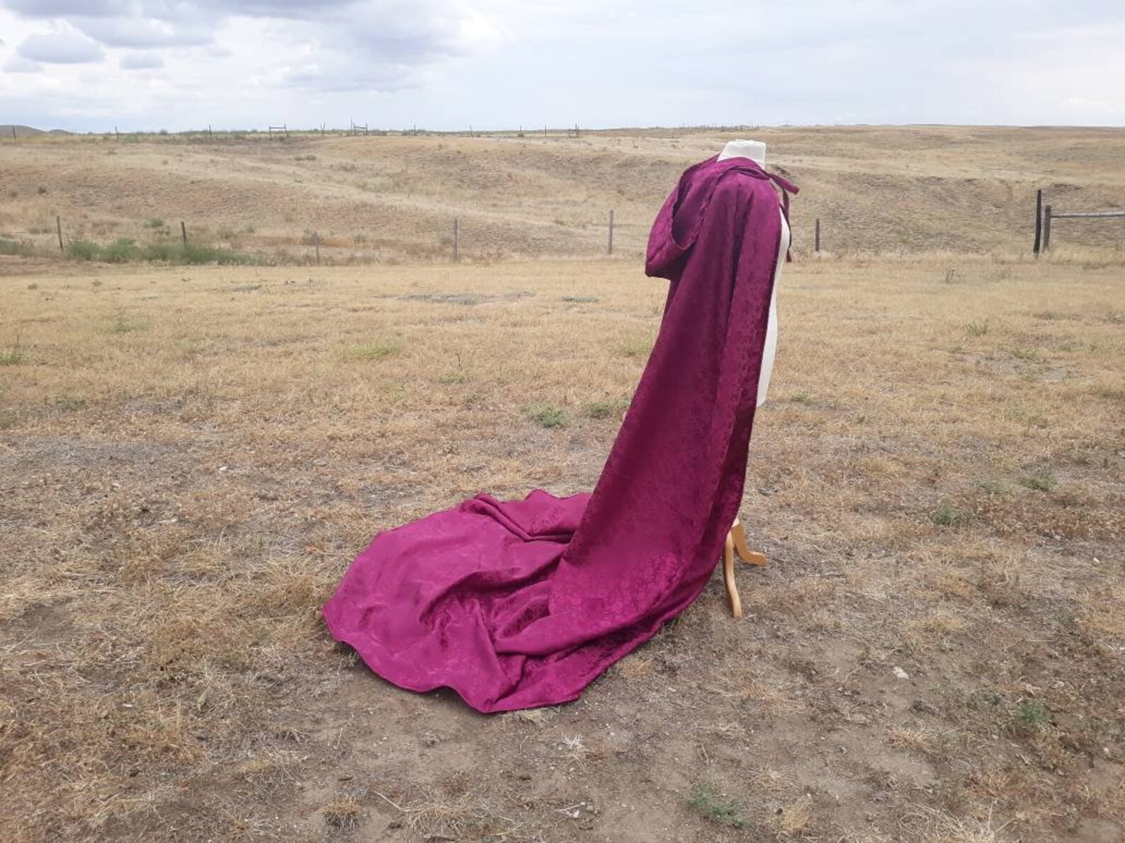 Burgundy Floral Brocade Hooded Cloak Wedding Cape Medieval - Etsy