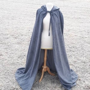 Gray Hooded Cloak Halloween Costume Wedding Cape Gray Faux Suede ...