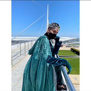 Teal Turquoise Cloak Hooded Halloween Cape Trick or Treat Medieval ...