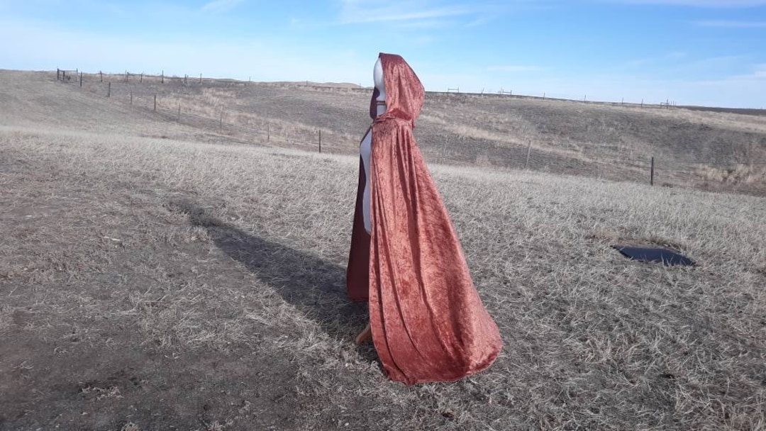 Copper Rust Hooded Cloak Brown Crushed Velvet Cape Renaissance - Etsy