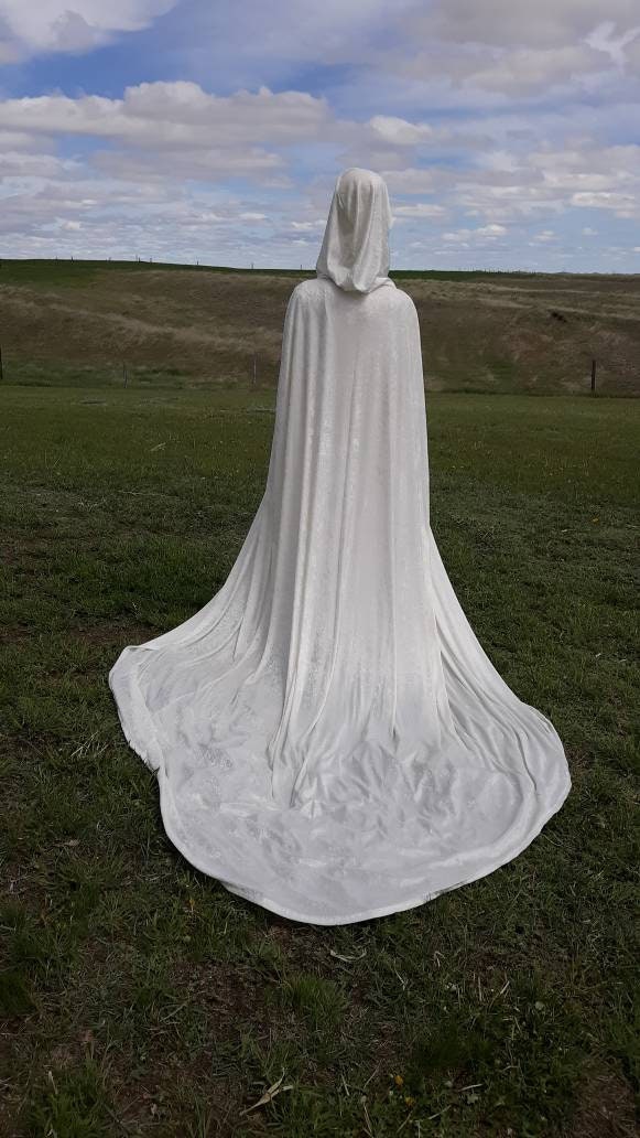 Bridal Cape White Velvet Hooded Wedding Cloak Veil Renaissance | Etsy