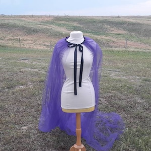 Purple Violet Cape Halloween Costume Hooded Cloak Renaissance Medieval ...