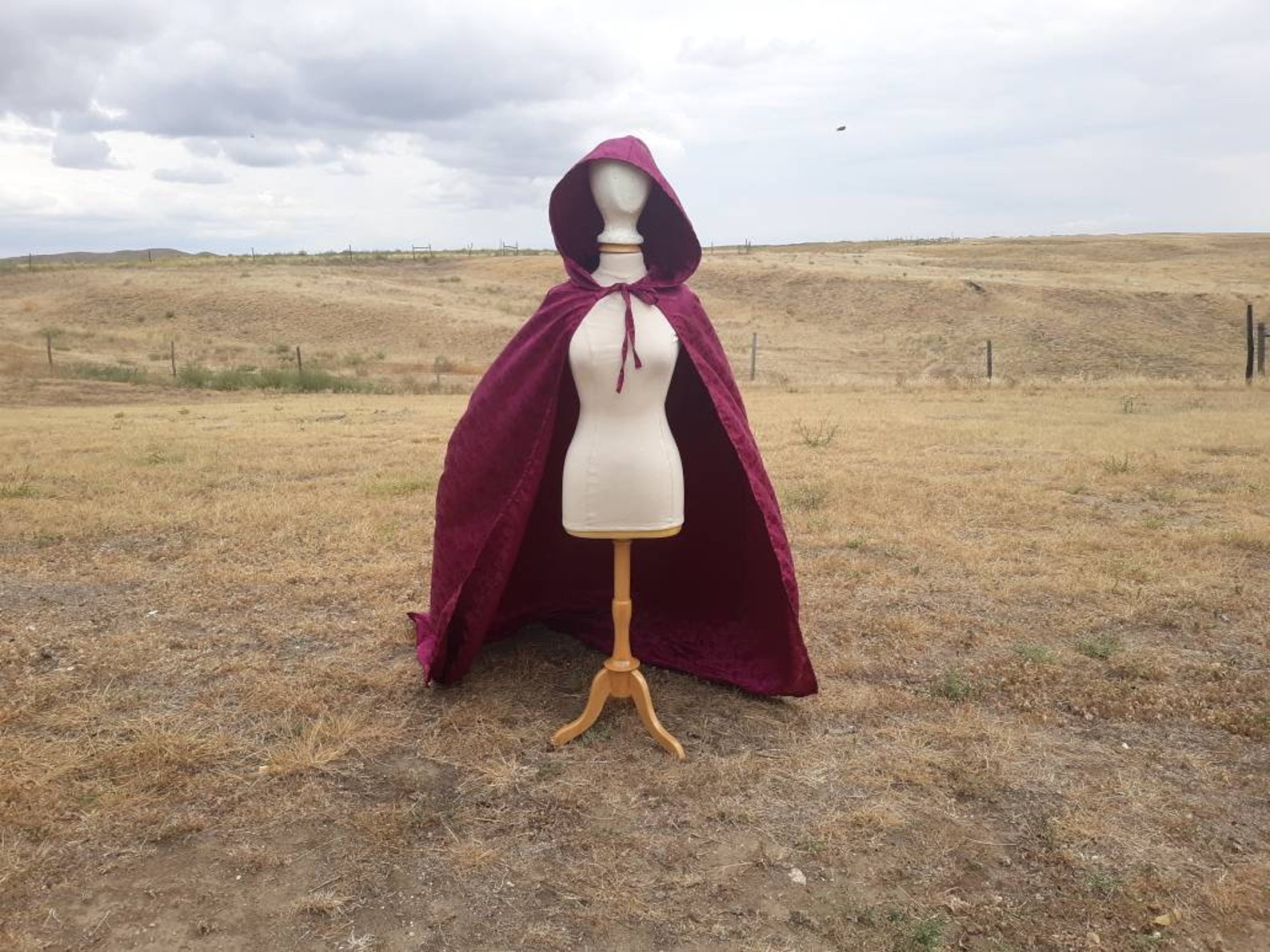 Burgundy Floral Brocade Hooded Cloak Wedding Cape Medieval - Etsy