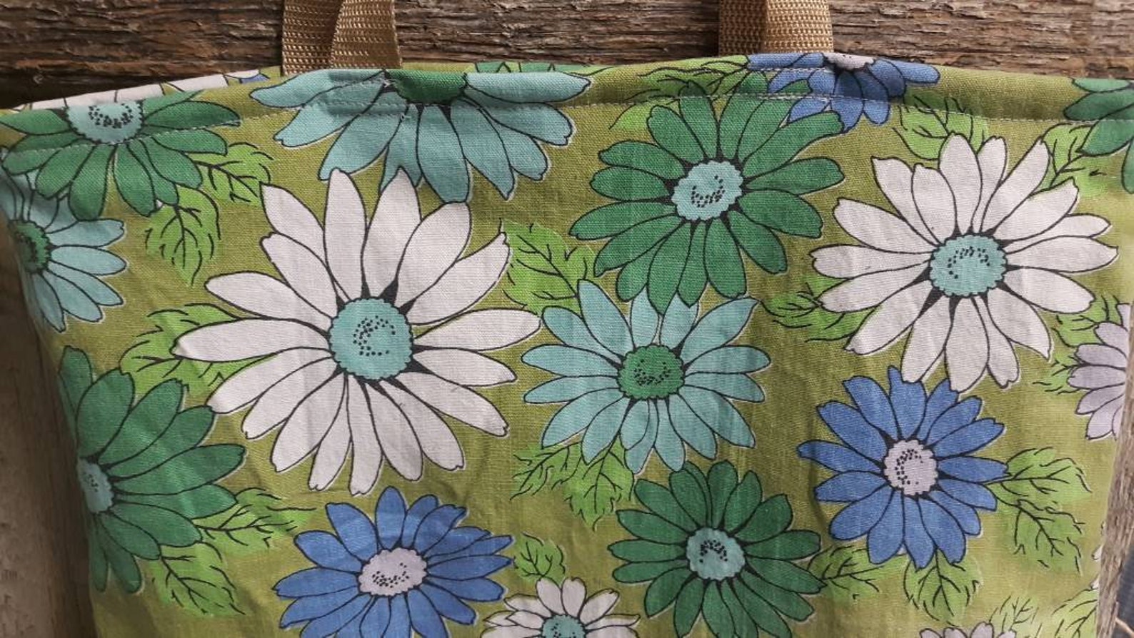 Vintage Fabric Bag Reusable Market Tote Fold up Bag Green - Etsy