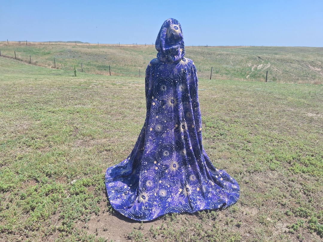 Purple Celestial Fleece Hooded Magic Cloak Halloween Adult Costume ...