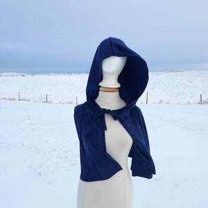 Navy Blue Velvet Capelet Hooded Cloak Adult Clothing Shrug Something ...