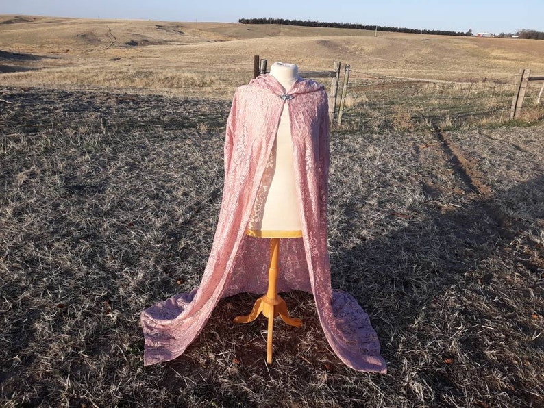Dusty Pink Rose Lace Wedding Cloak Bridal Cape Handfasting - Etsy